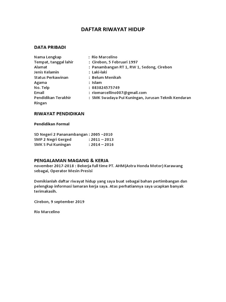 Daftar Riwayat Hidup.pdf | PDF
