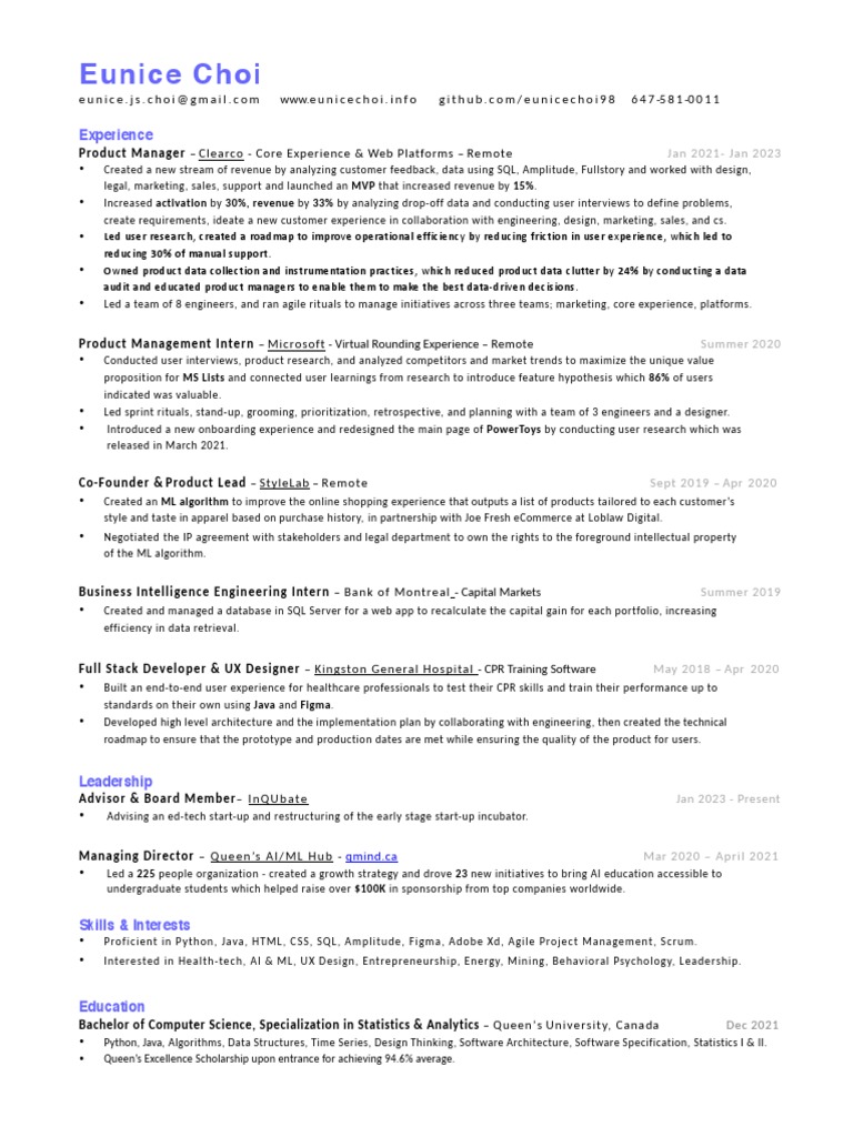 Eunice Choi PM Resume Vial Referral | PDF