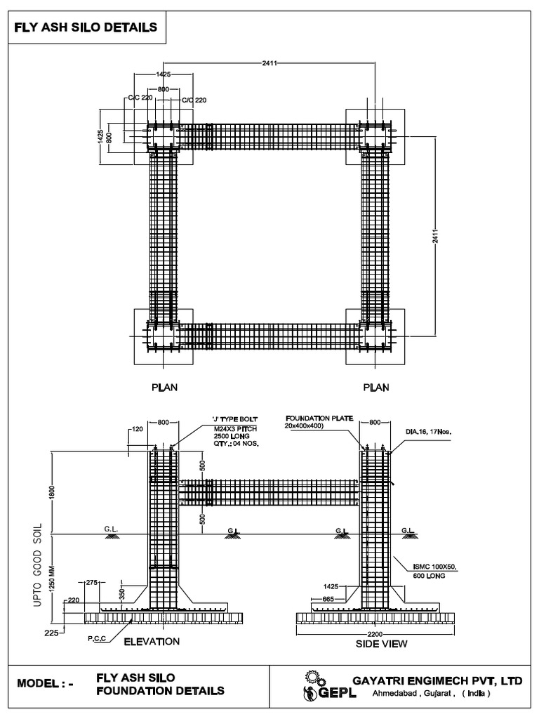 Fly Ash Silo Leg Foundation Details PDF | PDF