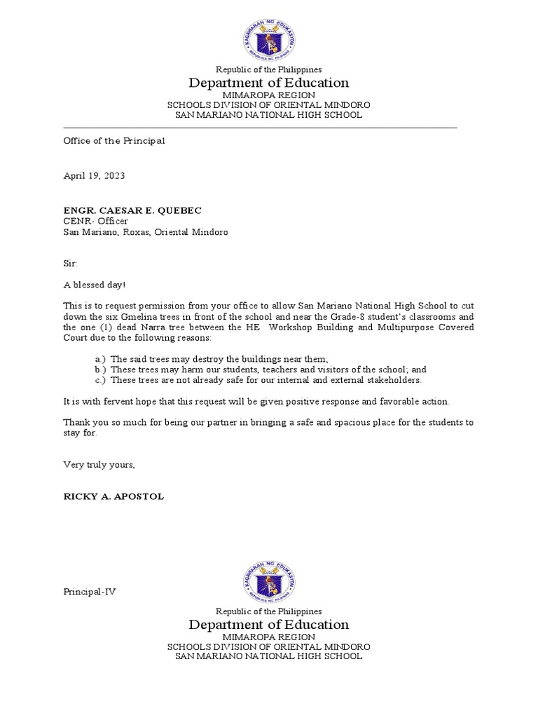 Letter Request To The Denr | PDF