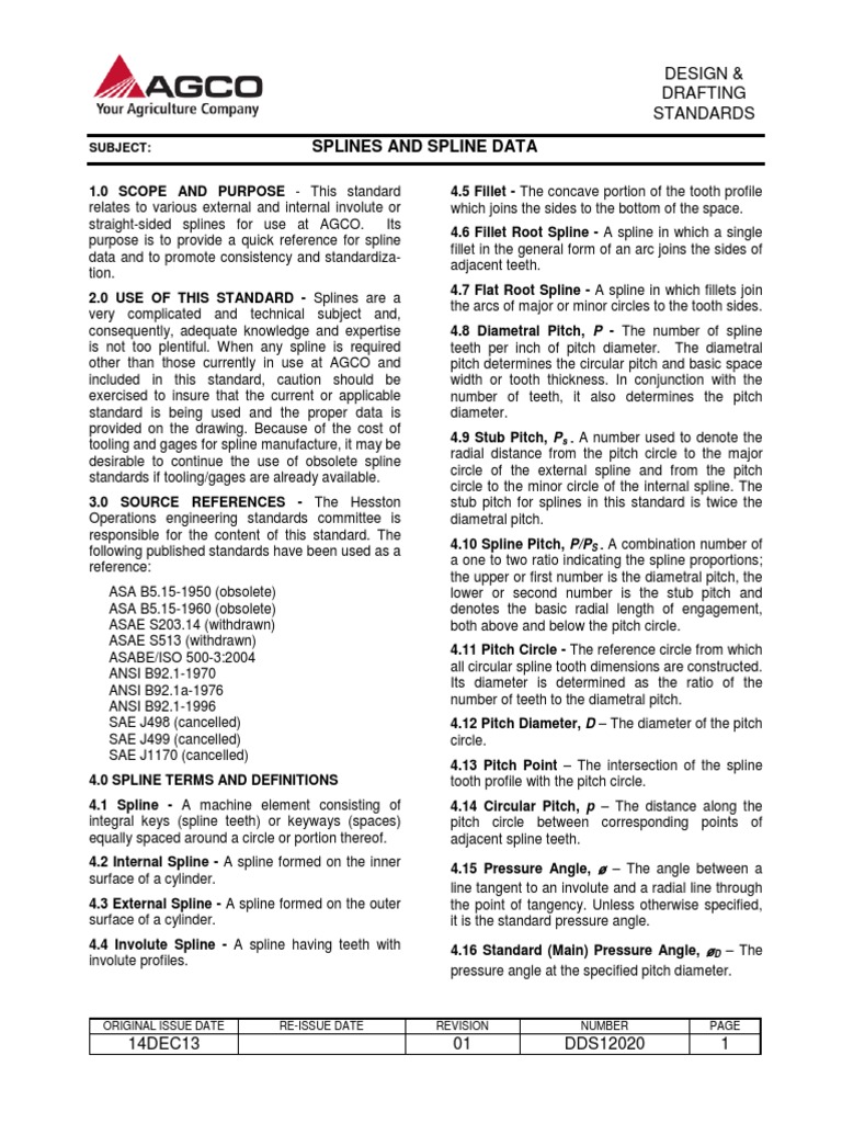 DDS12020 - ANSI B92.1-1976 Spline PDF | PDF
