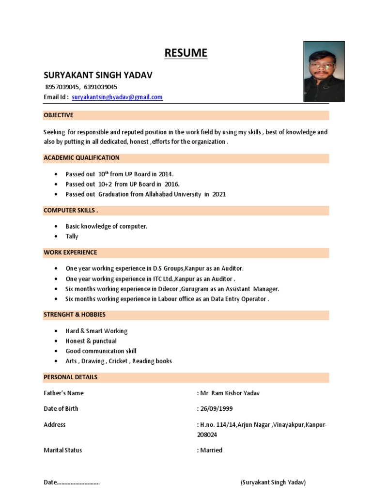 Suryakant Singh Yadav's Resume | PDF