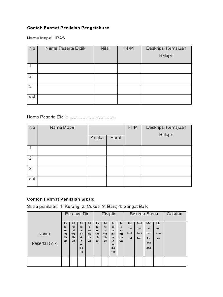 Format Penilaian | PDF