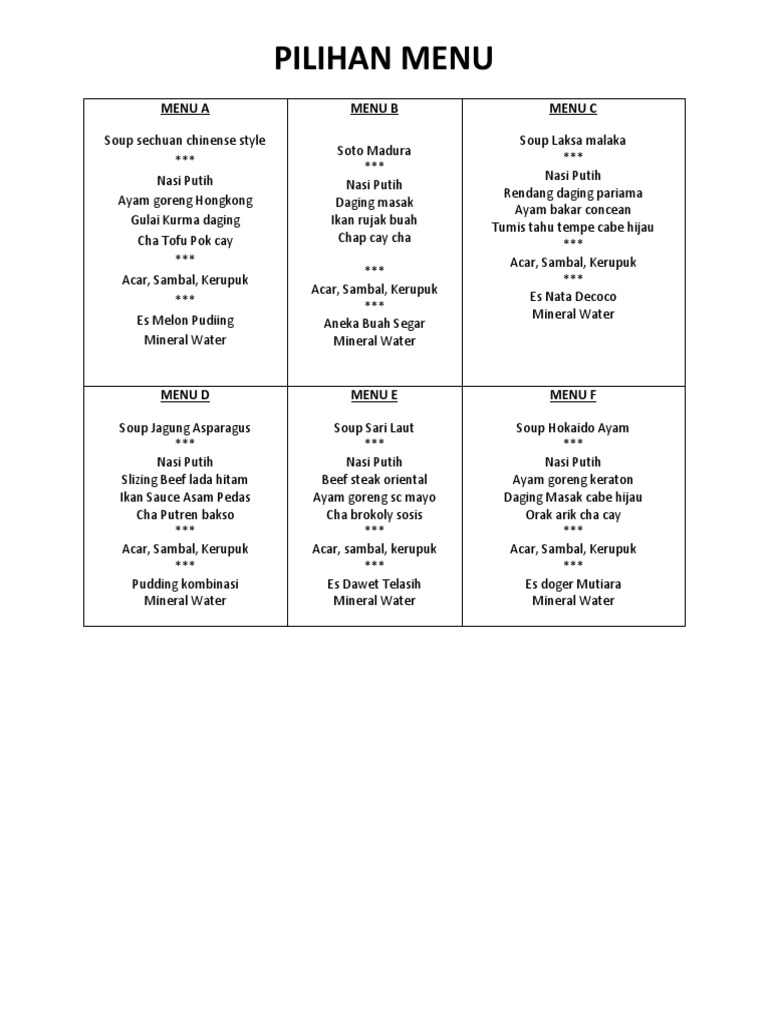 Pilihan Menu Buffet | PDF