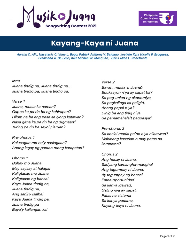 PCW Audio Kayang Kaya Ni Juana 2021 | PDF
