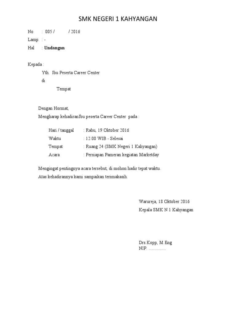 SUrat Undangan Market Day | PDF