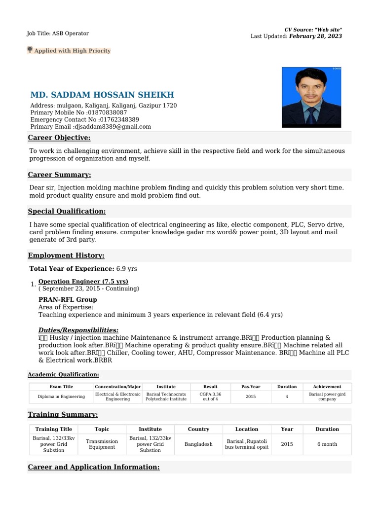 Md. Saddam Hossain Sheikh PDF | PDF | Bangladesh