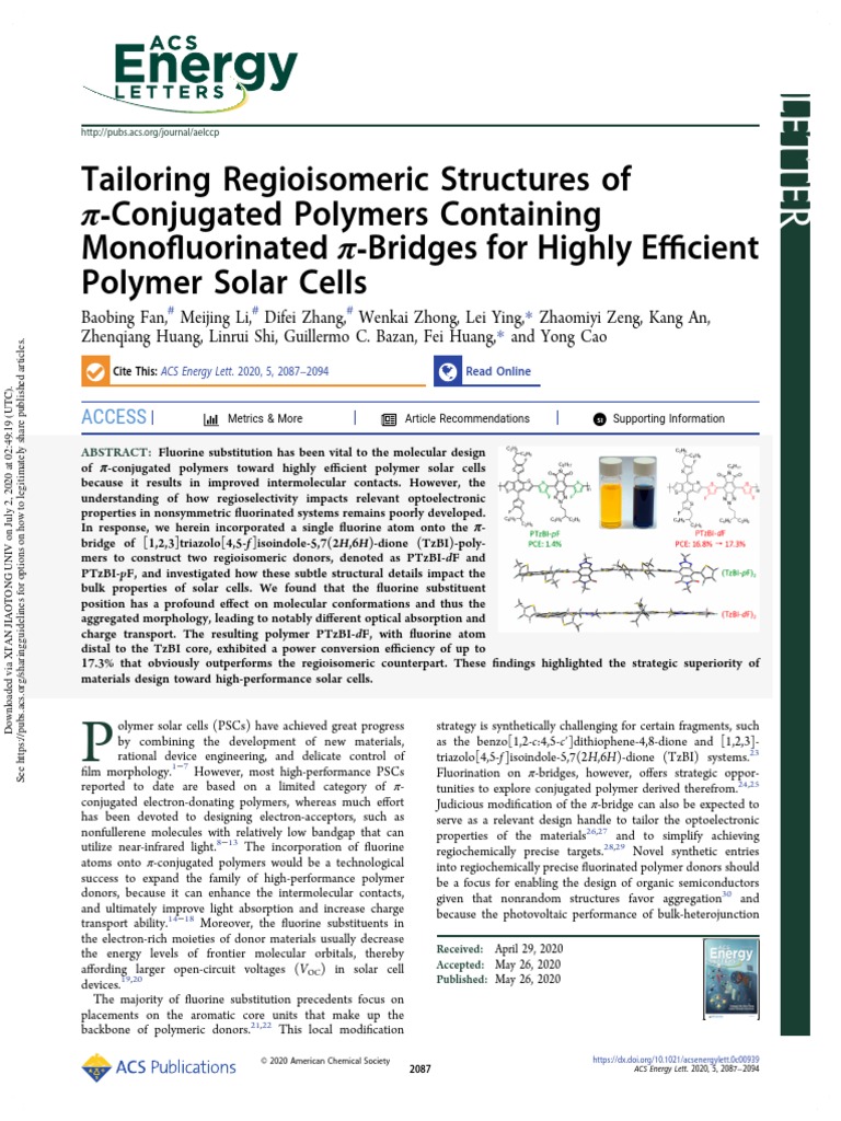 2020 - ACSEnLett - 17.3%PCE Ternary OSCs by Tailoring Pi-Conjugated ...