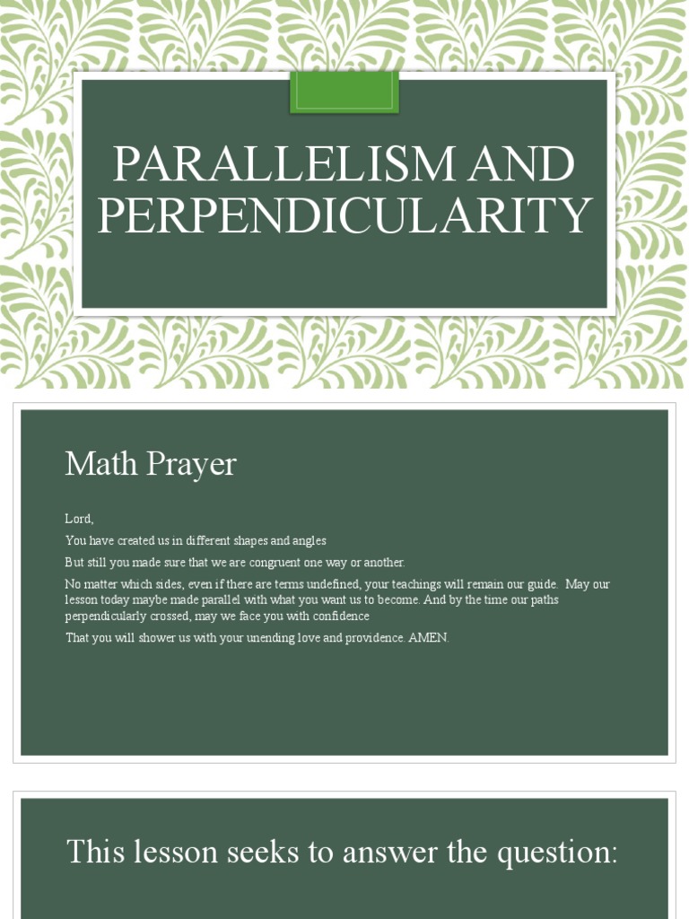 G8 Math Q4 - Week 5 - Parallel and Perpendicular Lines | PDF ...
