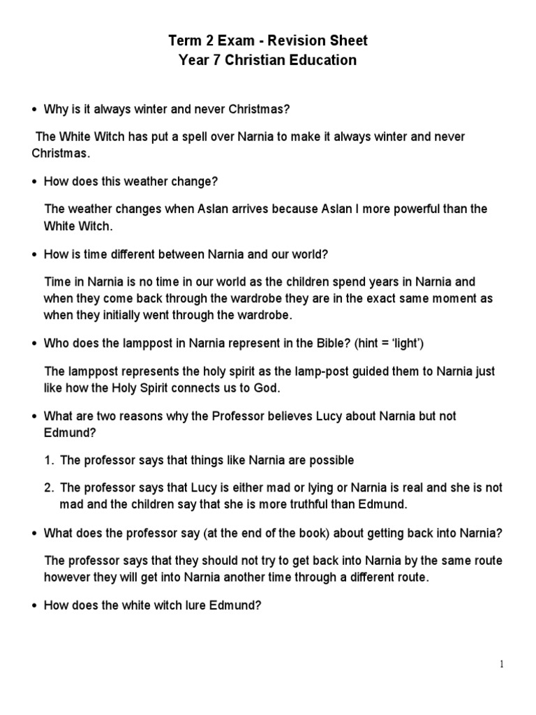 Yr7 ChEd T2 Exam Revision 2020 | PDF | General Fiction