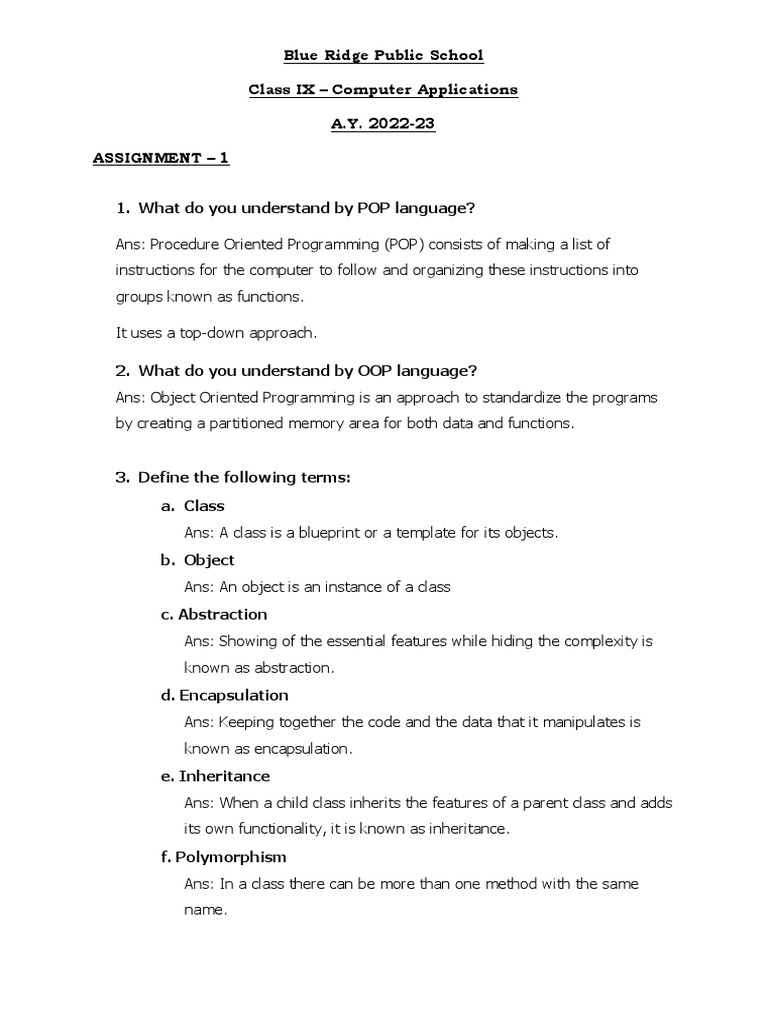 Computer Applications Assignment IX | PDF