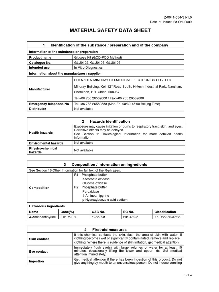 Glu G | PDF | Personal Protective Equipment | Dangerous Goods