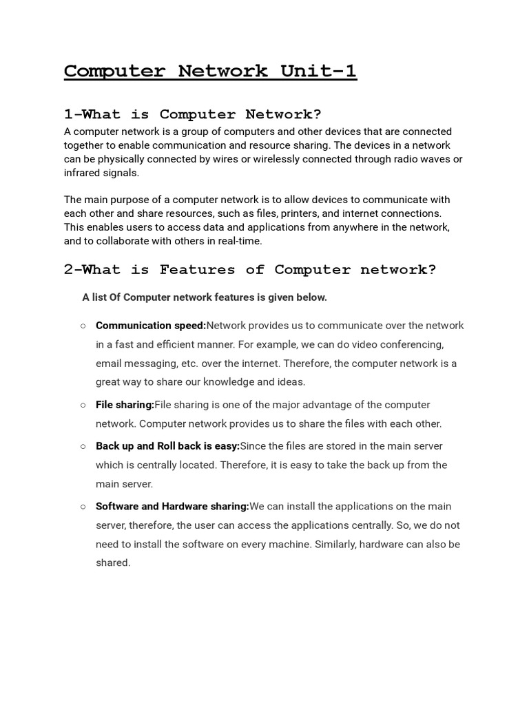 Computer Network Unit-1 | PDF | Osi Model | Computer Network