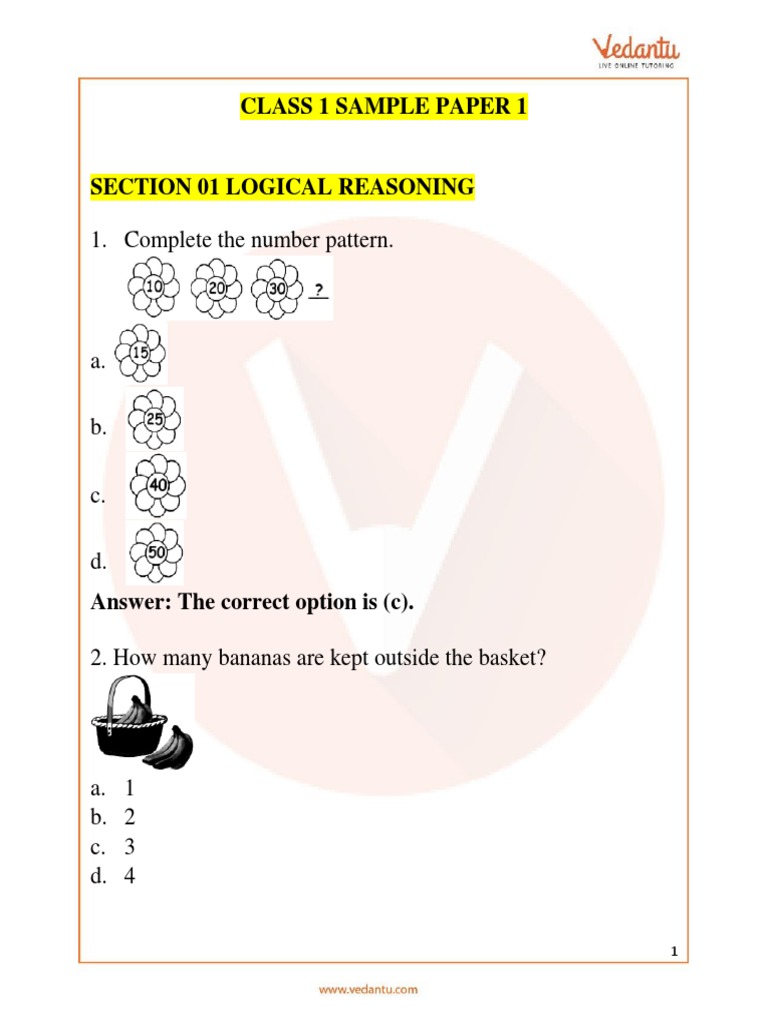 Class 1 Logical Reasoning & Science Test | PDF | Cereals | Legume