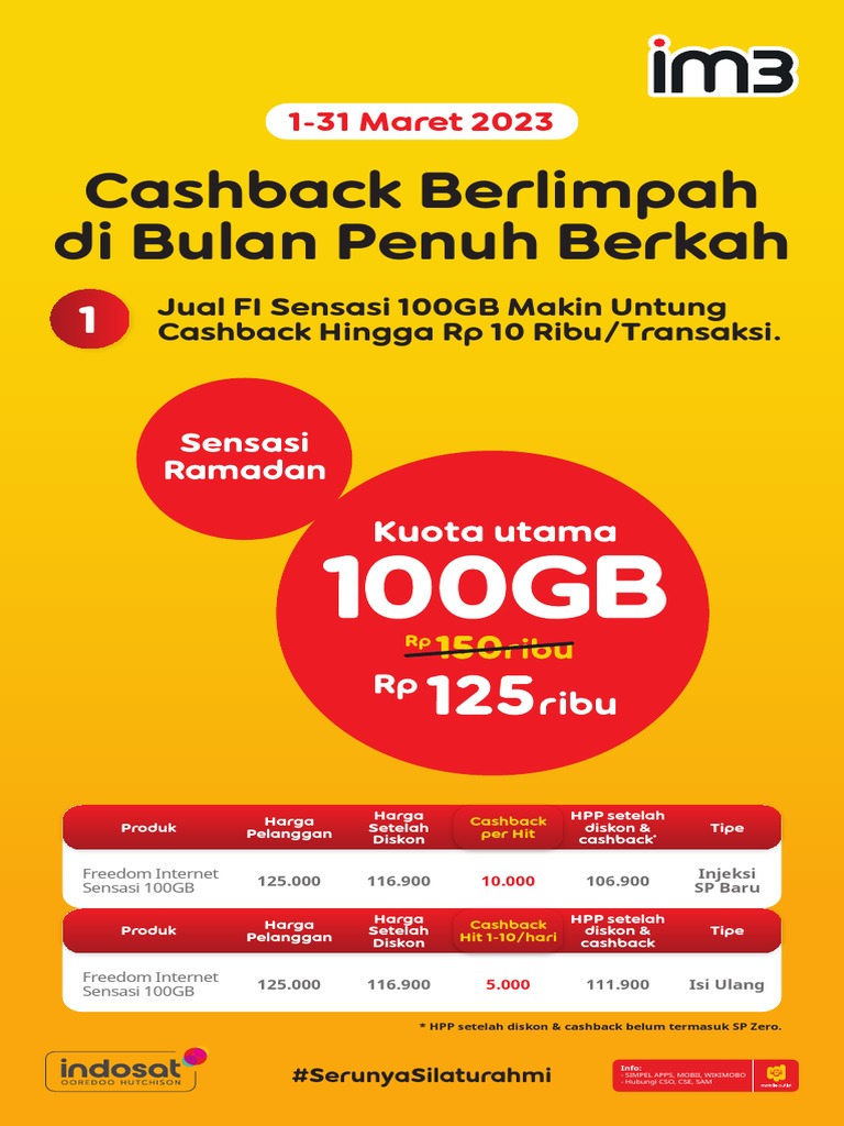 Cashback dan Promo Menarik di IM3 pada Bulan Maret 2023 | PDF