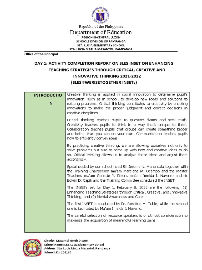 ACR INSET Day 1 2021 2022 CHECKED | PDF