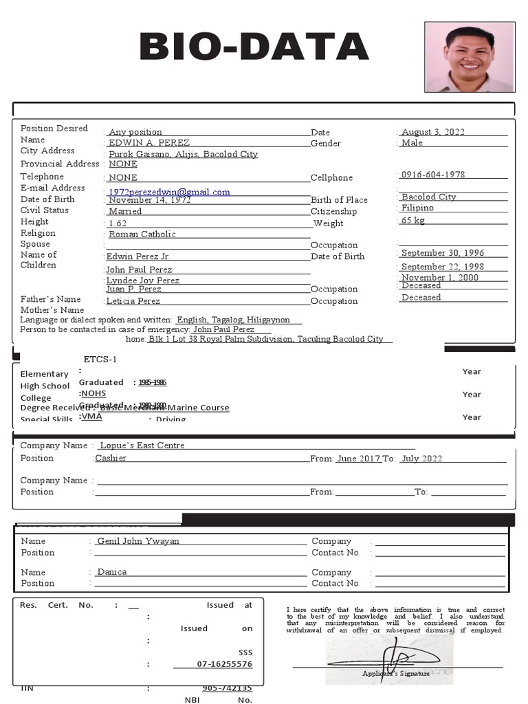 BIODATA Odt | PDF | Linguistics | Human Communication