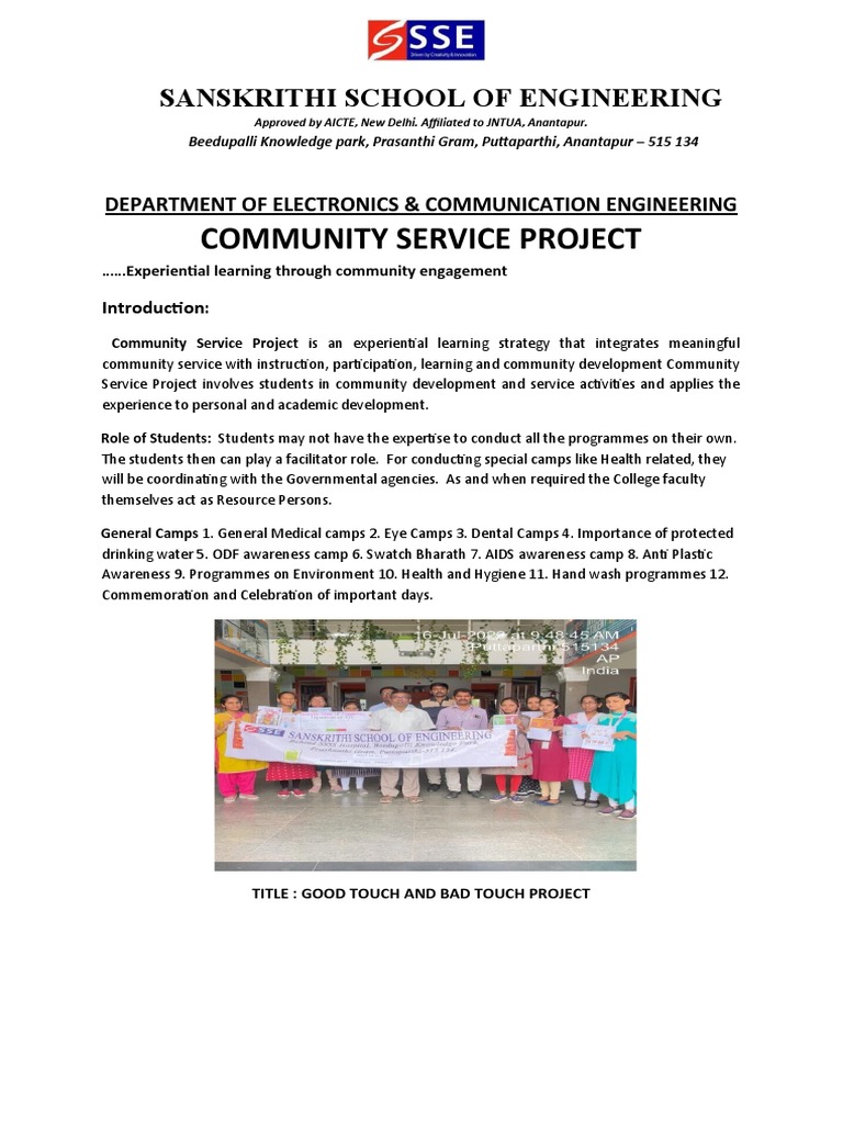 Community Service Project Overview | PDF | Learning | Cognition