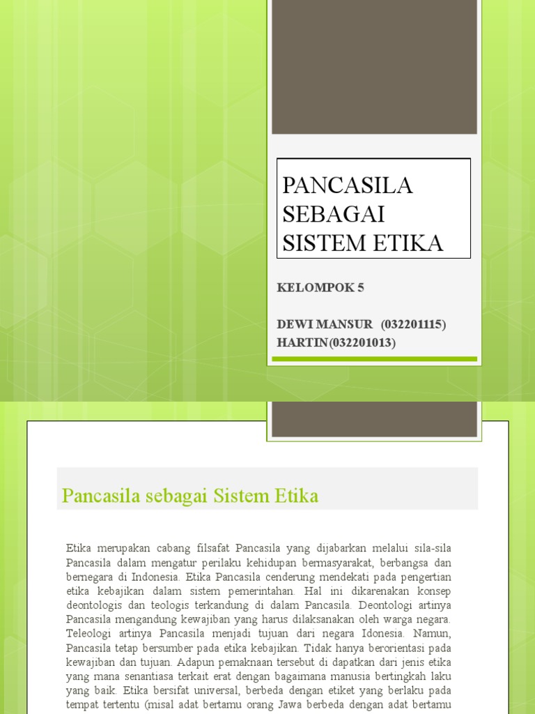 PANCASILA SEBAGAI SISTEM ETIKA | PDF