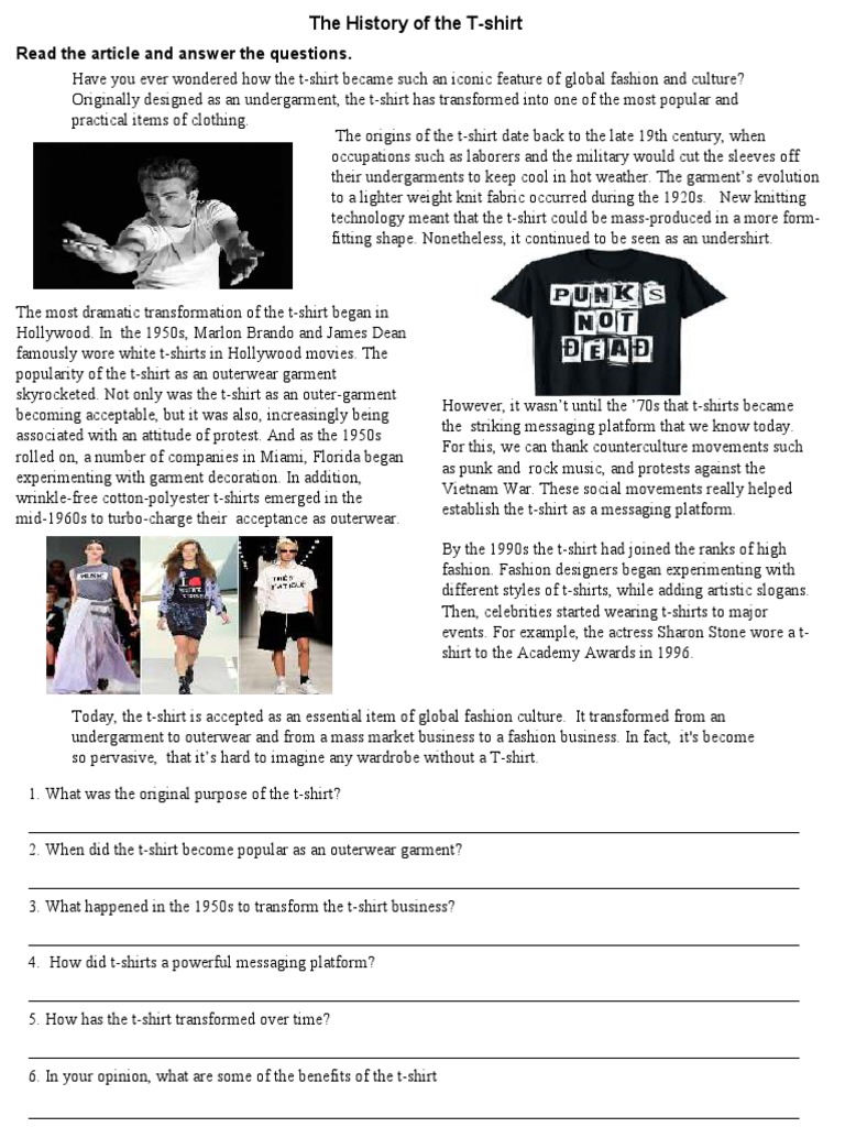 History of The T Shirt | PDF | T Shirt | Fashion