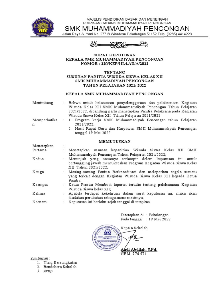 220 SK Pelepasan Wisuda | PDF