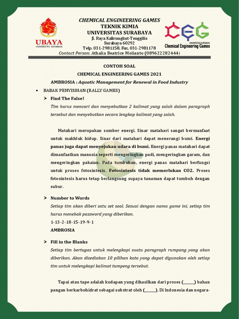 Bursa Soal CEG 2021 | PDF