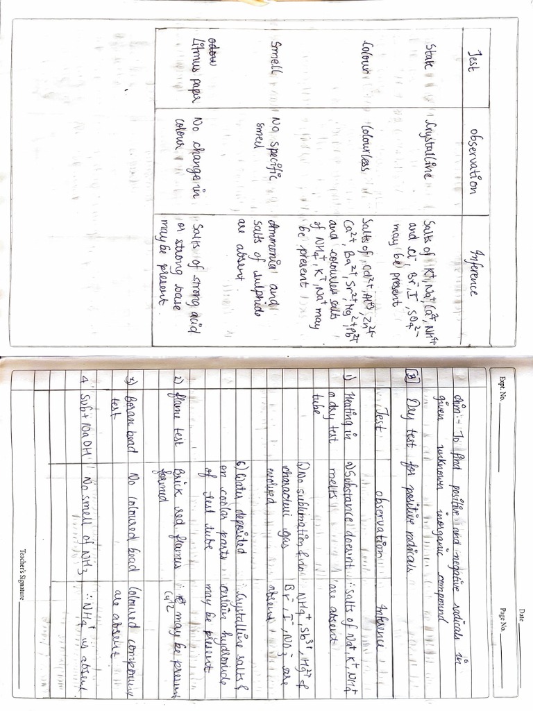 Salt Analysis Practical No-6 (CaCl2) | PDF