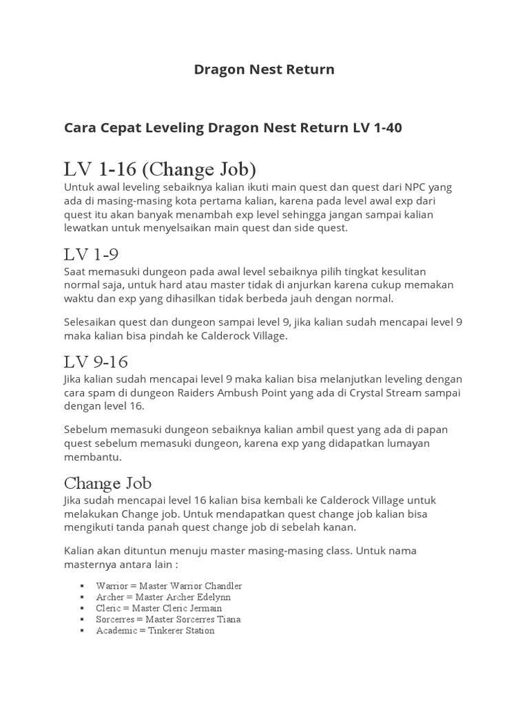 Dragon Nest Return | PDF