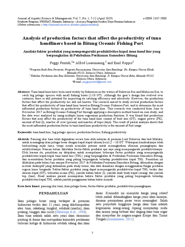 Analisis Produksi Tuna Handline | PDF | Hobbies | Fishing Industry