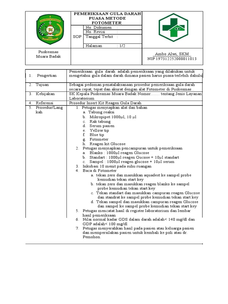Sop Pemeriksaan GDP Fotometer Ok | PDF | Sains & Matematika