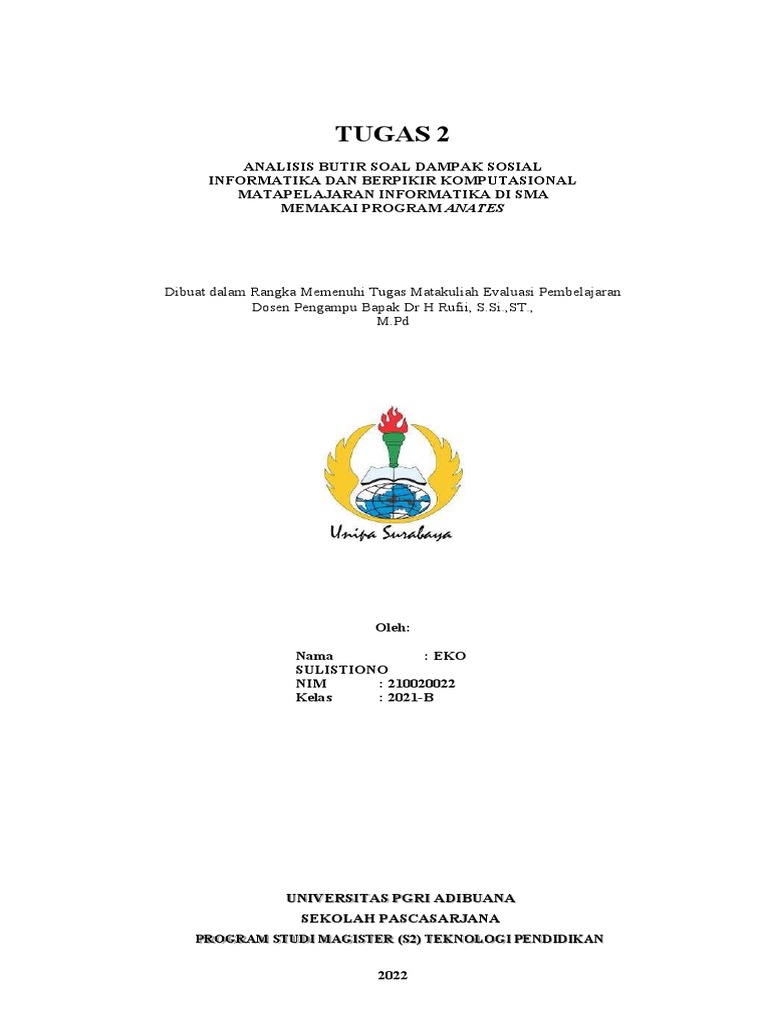 Eko Sulistiono - TGS 2 Evaluasi Pembelajaran | PDF