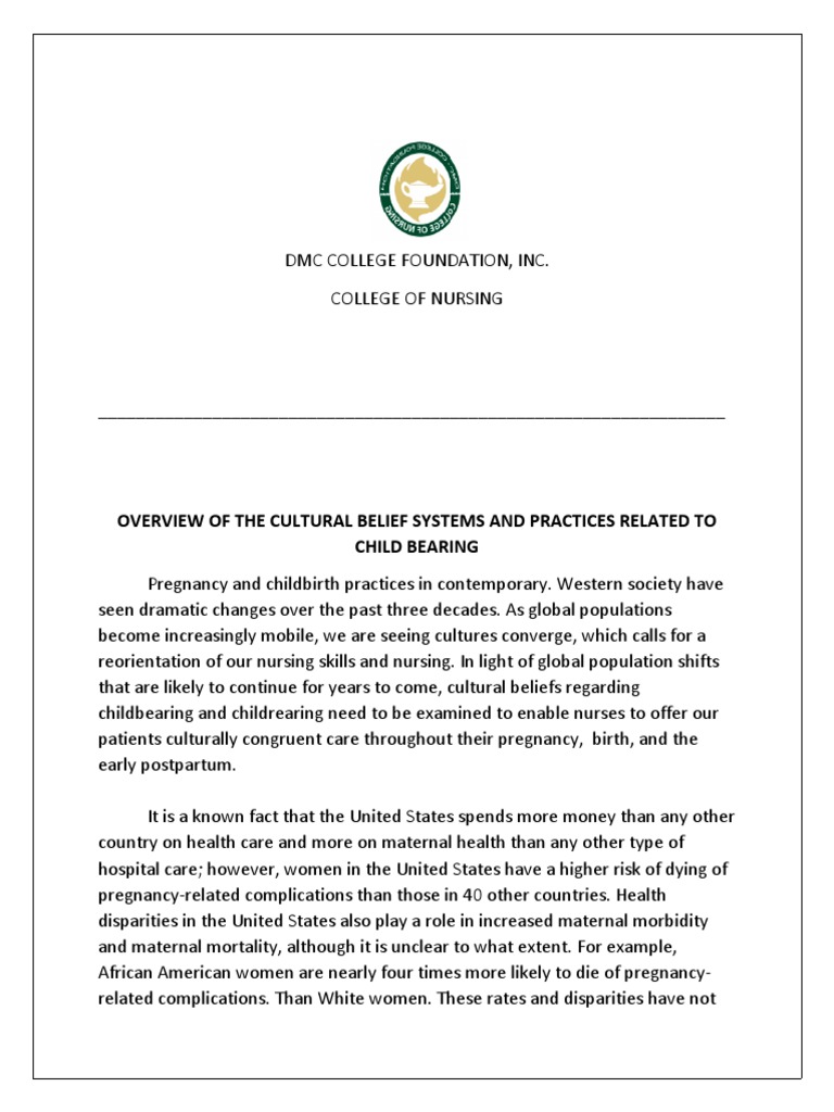 Cultural Beliefs and Practices Related to Childbearing | PDF ...