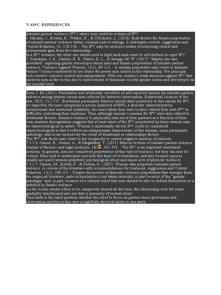 Vawc References | Download Free PDF | Violence | Borderline Personality ...