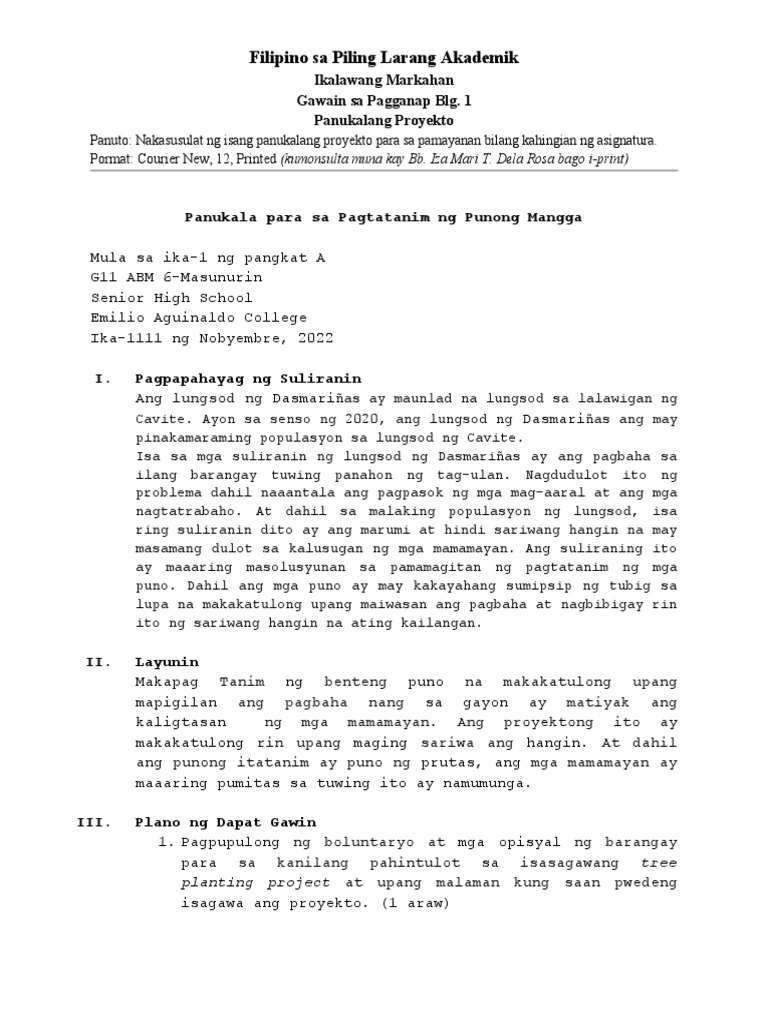 FPL Panukalang Proyekto | PDF