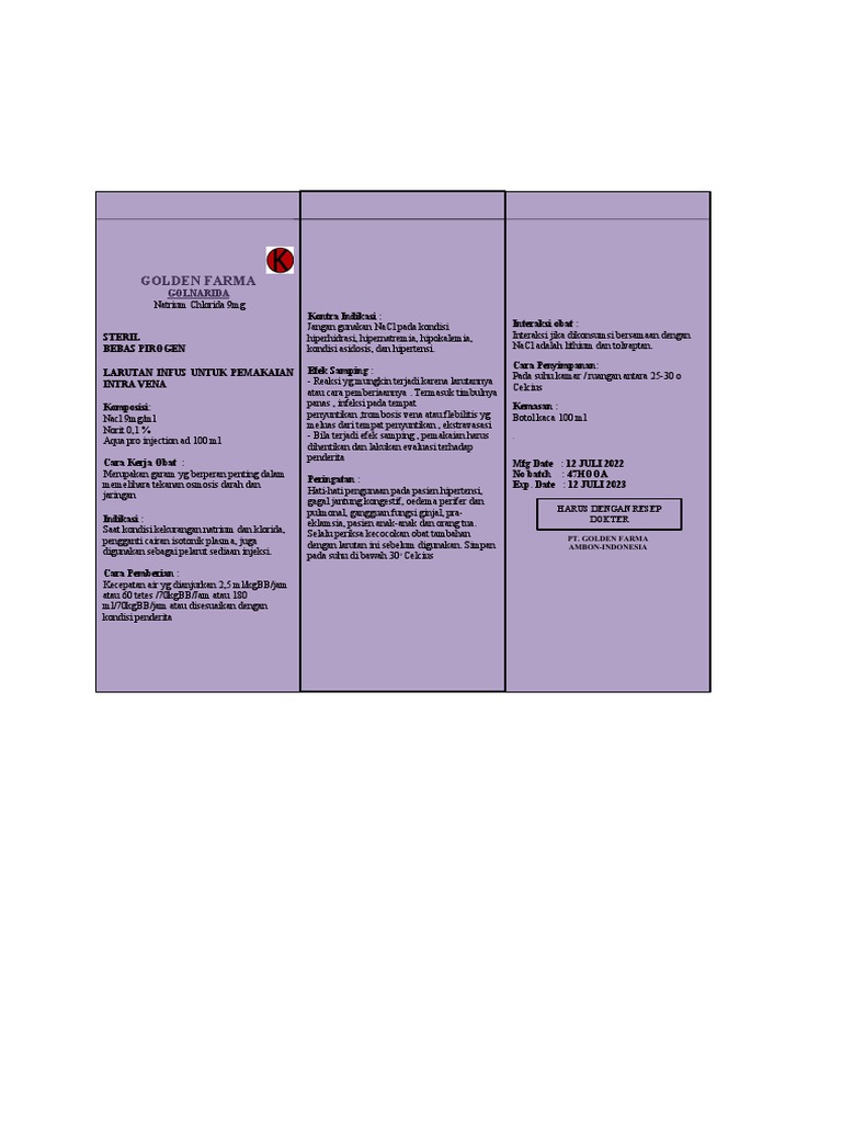 Infus Natrium Chlorida 9mg untuk Medis | PDF