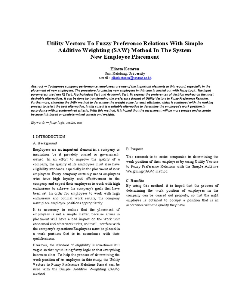 Jurnal Elias Ketaren | PDF | Utility | Fuzzy Logic
