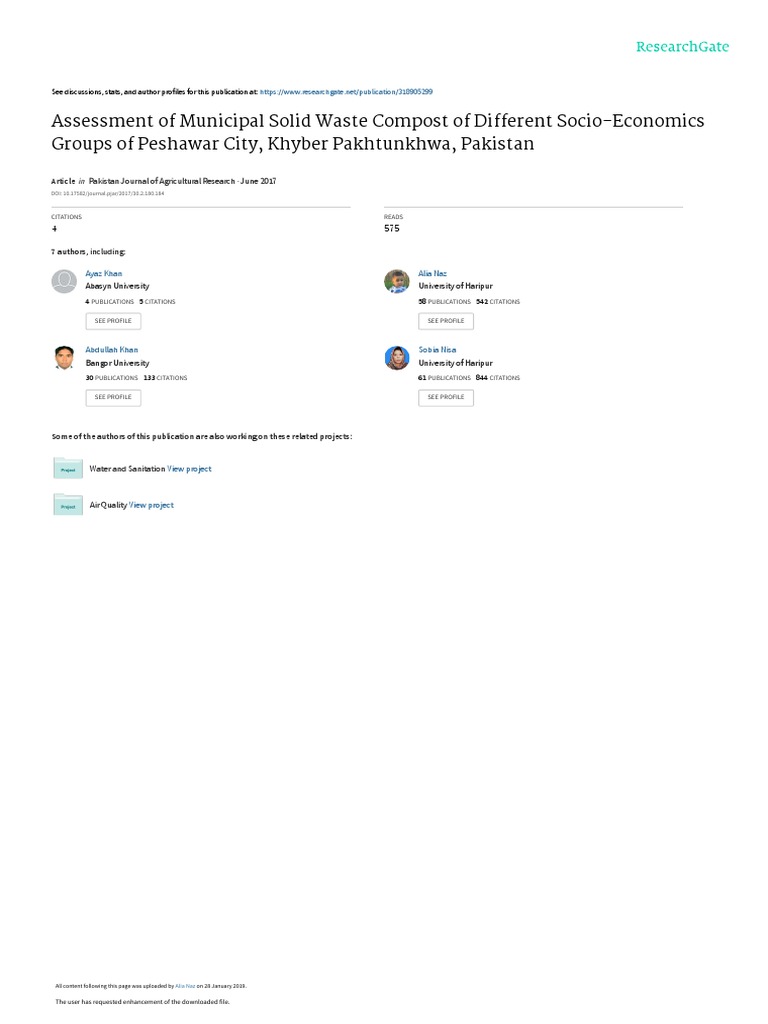 Assessment of Municipal Solid Waste Compost of Dif | PDF | Compost | Soil