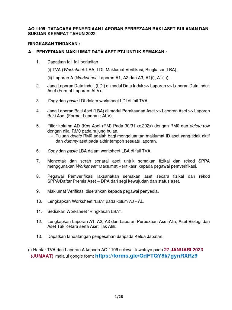 TATACARA PENYEDIAAN PENGESAHAN BAKI DAN VERIFIKASI ASET BUKAN KEWANGAN PTJ KPM (SUKUAN 4 2022 ...