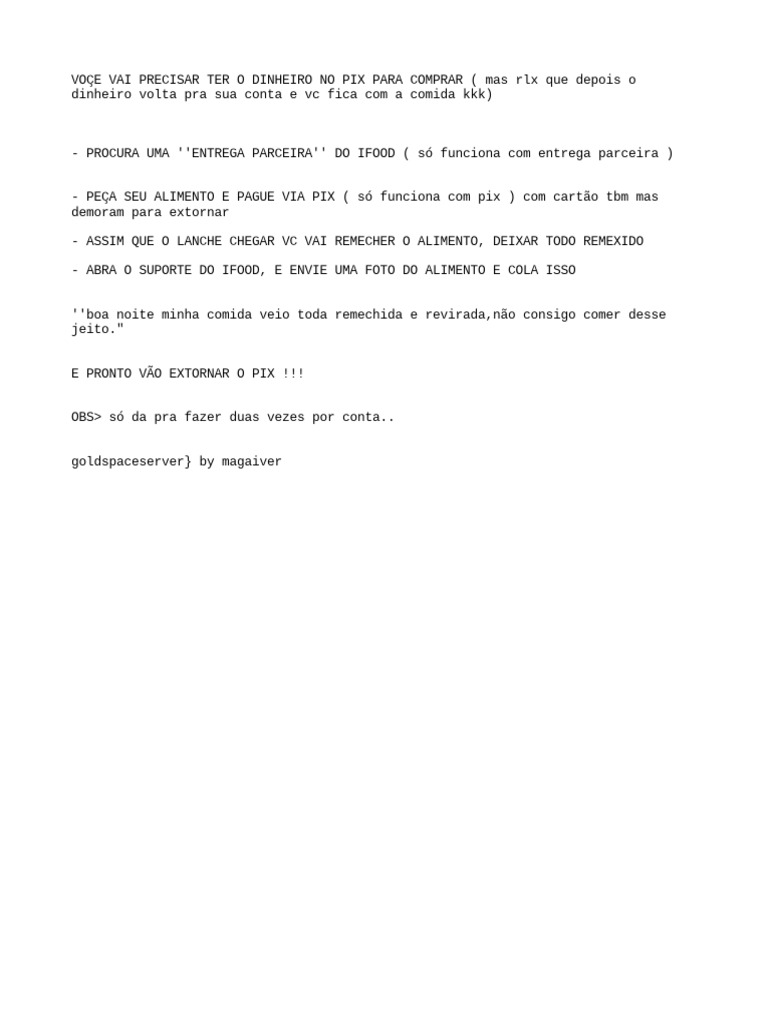 ESQUEMA IFOOD Funcionando | PDF