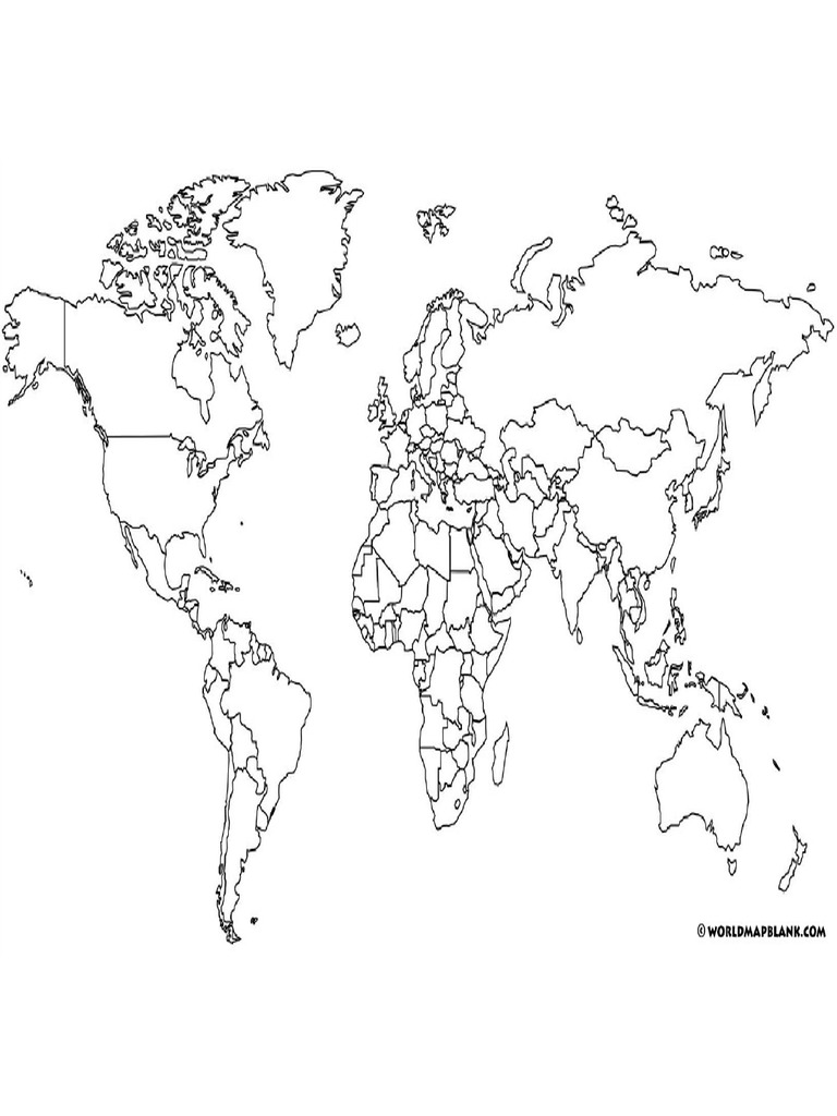 Blank World Map With Countries 02 A4 PDF | PDF