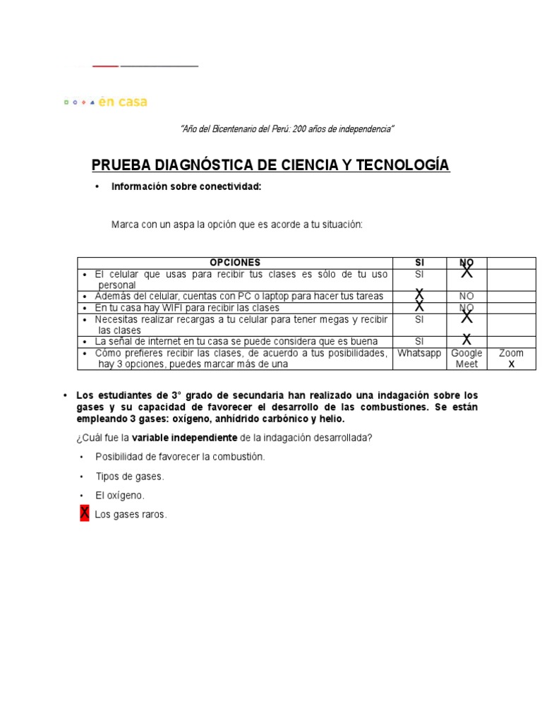 Prueba Diagnostica de Ciencia y Tecnología de 3° Sec. Jomir Dongo | PDF | Calor | Temperatura