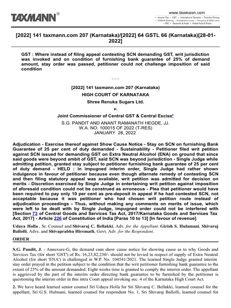 (2022) 141 Taxmann - Com 207 (Karnataka) - (2022) 64 GSTL 66 (Karnataka) (28-01-2022) Shree ...