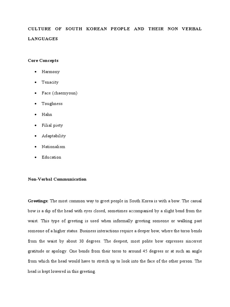 South Korean Nonverbal Communication Norms | PDF | Nonverbal ...
