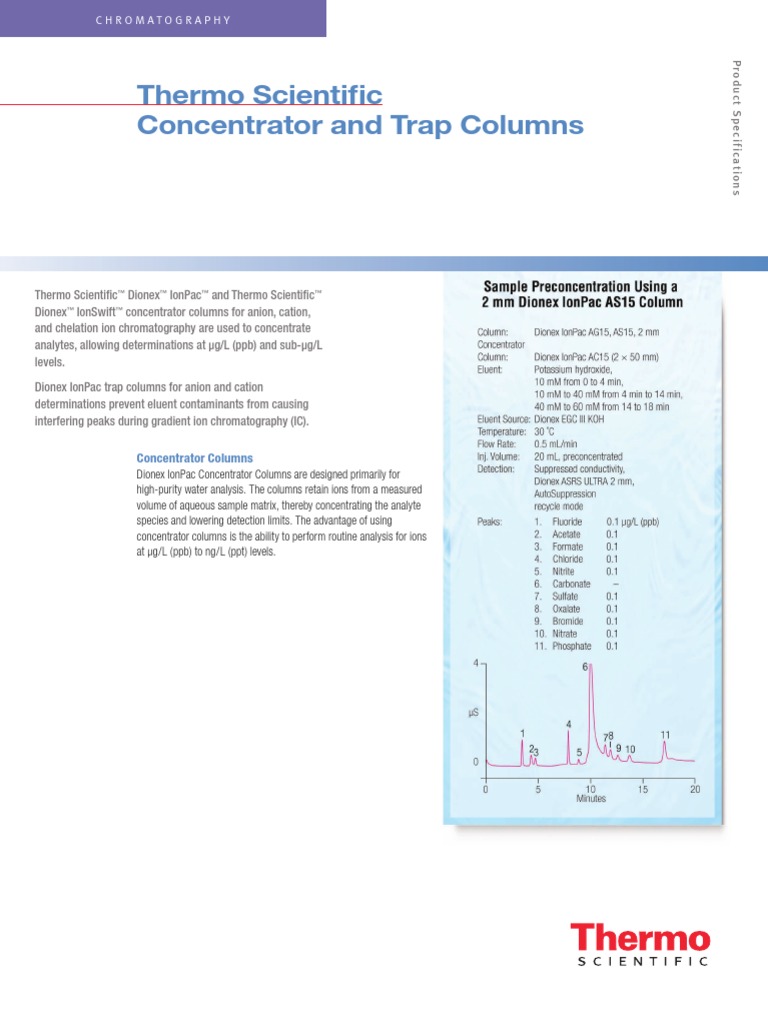 4206 PS 70526 Concentrator and Trap Columns Product Specifications | PDF | Chromatography ...