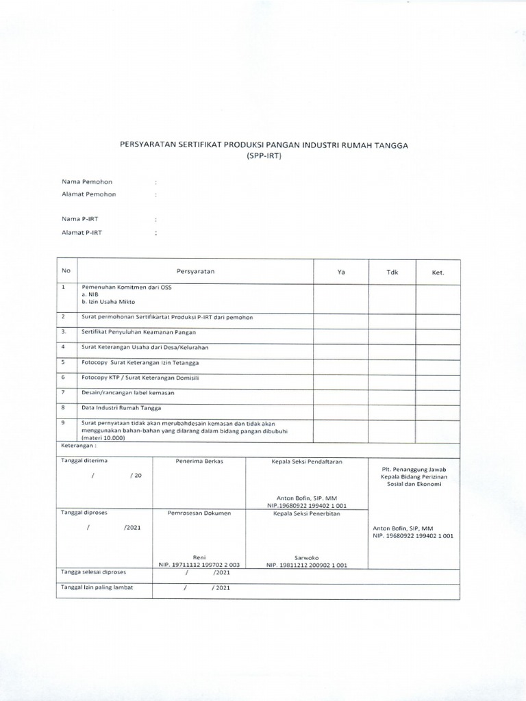 51 Sertifikat Produksi Pangan Industri Rumah Tangga P-Irt PDF | PDF