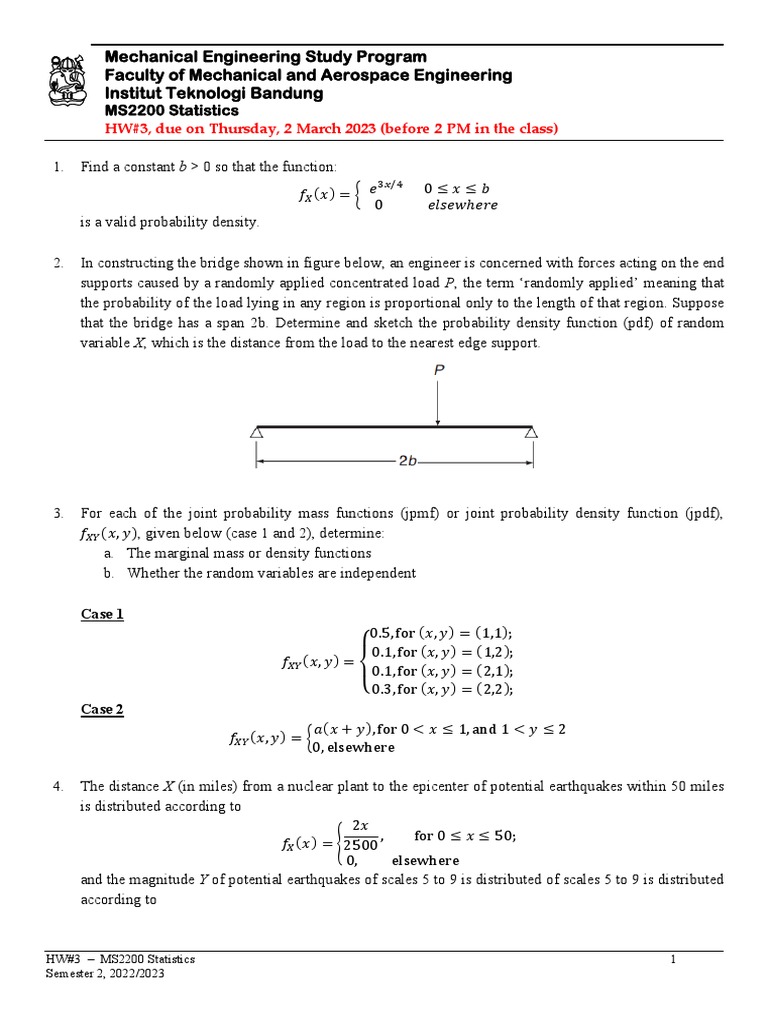 HW3 - MS2200 | PDF | Probability Density Function | Physics