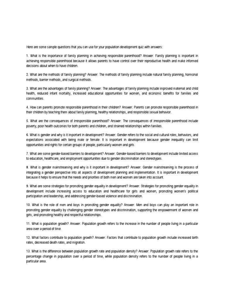 Here Are Some Sample Questions That You Can Use For Your Population ...