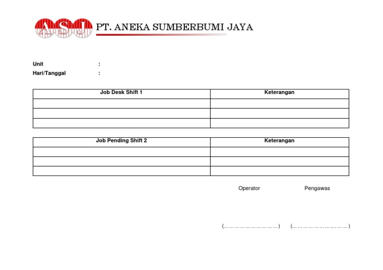 Form Job Desk Dan Job Pending Operator | PDF
