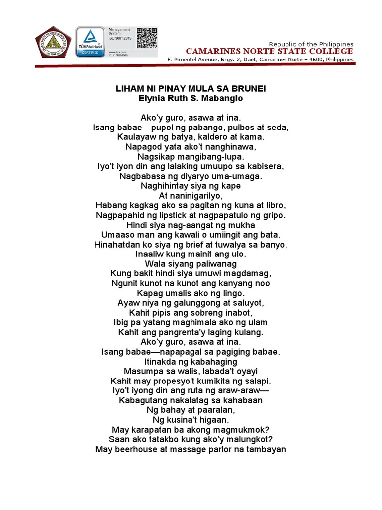 Liham Ni Pinay Mula Sa Brunei | PDF Liham Ni Pinay Mula Sa Brunei | PDF