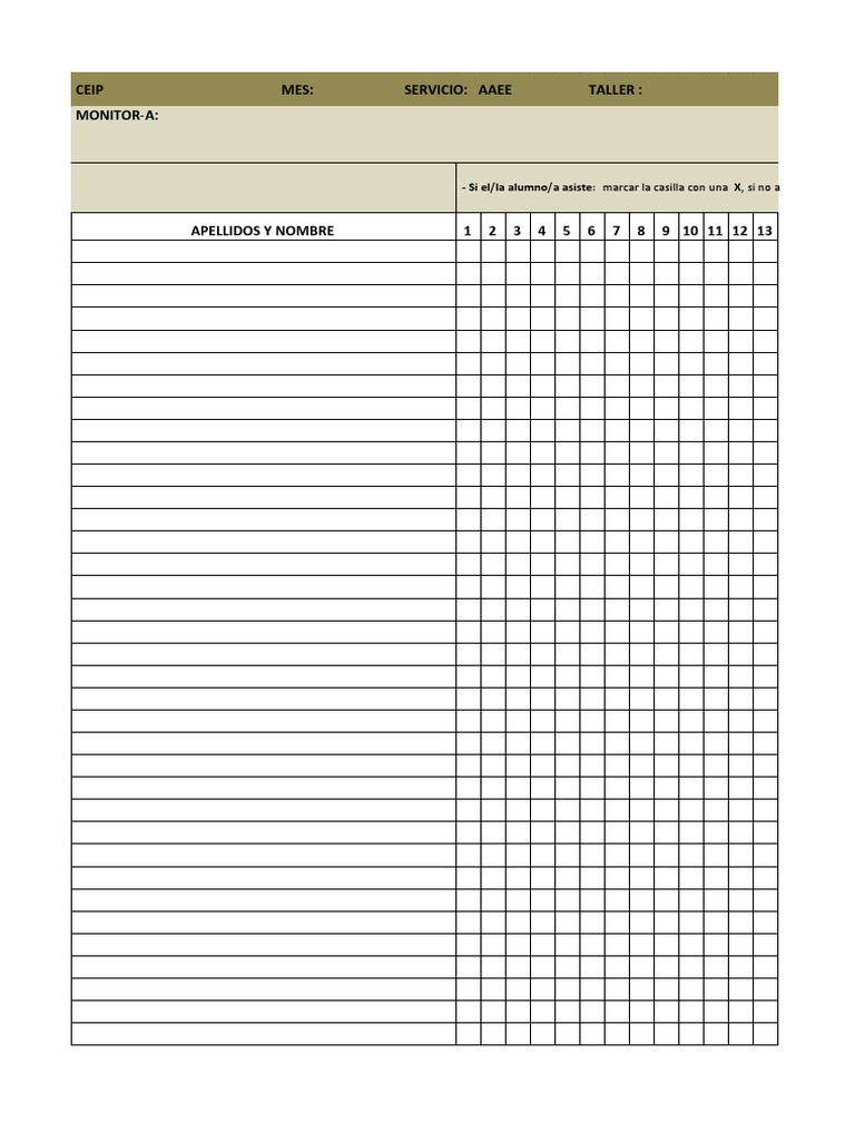 Plantillas Asistencia | PDF